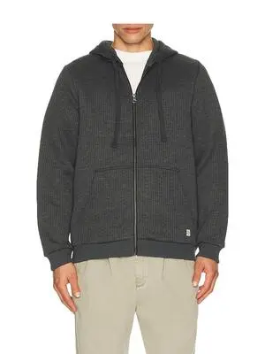 Marine Layer Corbet Quilted Zip Hoodie - Black Heather