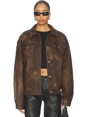 GUESS ORIGINALS Leather Trucker Jacket - Trunk