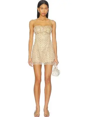 For Love & Lemons Dazzle Me Metallic Slip Dress - Gold