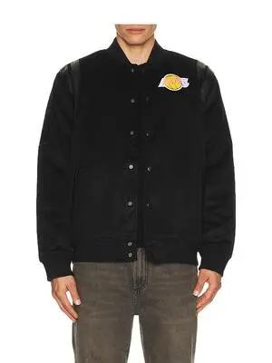 Mitchell & Ness Nba Lakers Walk The Tunnel Vintage Logo Varsity Jacket - Black