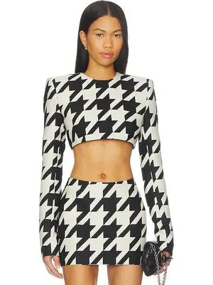 LAQUAN SMITH Cropped Shoulder Pad Top - Black & White