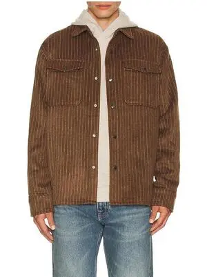 Brixton Selden Soft Brushed Flannel Shirt In Brown - Pinecone Brown Pinestripe