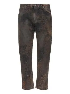 Dolce & Gabbana Straight-leg Jeans With Leather Trim - Brown