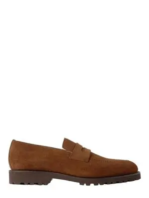 MAJORDOME M08 Nubuck Penny Loafers - Brown