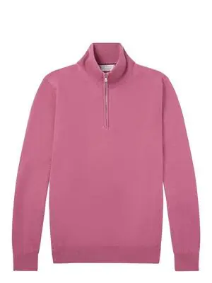 Brunello Cucinelli Cashmere Half-Zip Sweater Pink