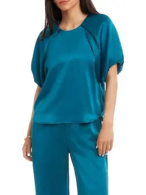 Karen Kane Puff Sleeve Satin Top - Teal