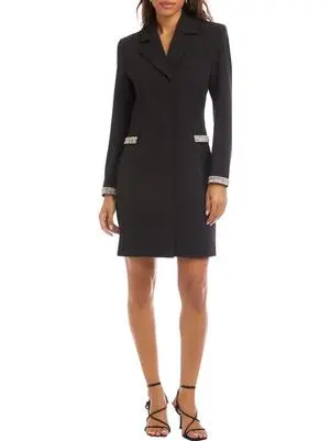 Karen Kane Rhinestone Detail Crepe Blazer Dress - Black