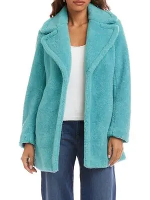 Karen Kane Faux Shearling Coat - Aqua