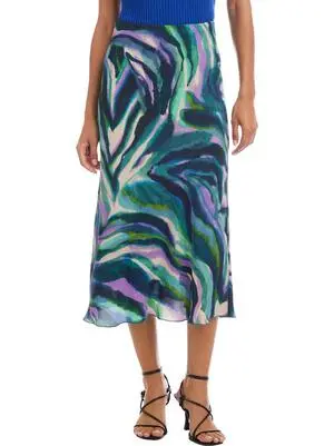 Karen Kane Printed Bias Cut Midi Skirt - Print