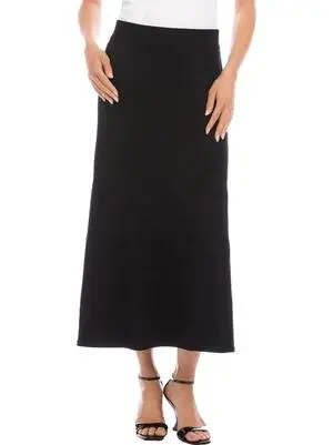 Karen Kane Sweater Knit A-line Midi Skirt - Black