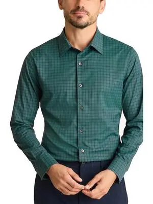 Bonobos Tech Slim Fit Green Gingham Check Performance Button-down Shirt - Newburgh Gingham