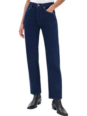 Rag & Bone Harlow Mid-rise Straight-leg Jeans - Dark Rinse