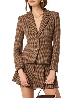 ASTR THE LABEL Houndstooth Fitted Blazer