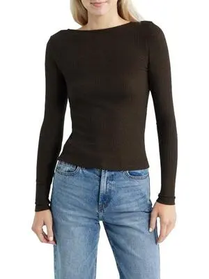 MADEWELL Sparkle Scoop Back Long Sleeve Top