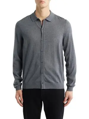 BOSS Helbert Wool Cardigan - Medium Grey