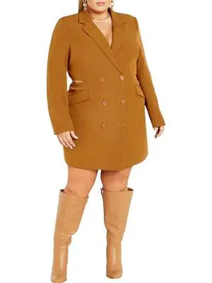 City Chic Side Cut Out Blazer Dress - Toffee