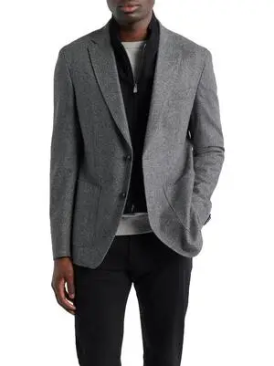 BOSS Hutson Slim-Fit Wool-Blend Jacket Medium Grey