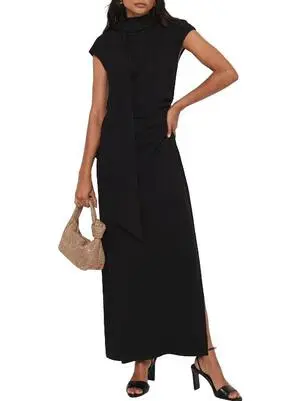 Mint Velvet Tie Neck Maxi Dress - Black