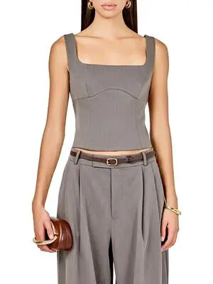 Endless Rose Back Bow Sleeveless Top - Grey