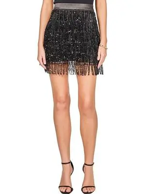 Endless Rose Sequin Tassel Mini Skirt - Black
