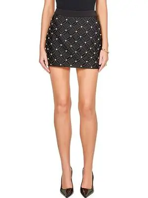 Endless Rose Rhinestone & Pearly Bead Mini Skirt - Black