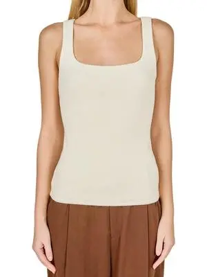 Endless Rose Ribbed Stretch-knit Tank Top - Cream