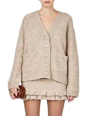 Endless Rose Fuzzy Oversize Cardigan - Taupe
