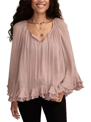 Lucky Brand Ruffle Chiffon Trapeze Top - Deauville Mauve