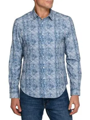 BROOKLYN BRIGADE Persian Print Woven Long Sleeve Basic - Tan/blue