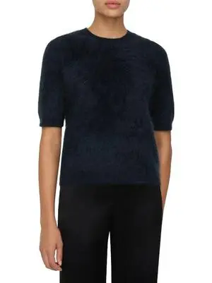 Lafayette 148 New York Brushed Cashmere Crewneck Sweater - Ink