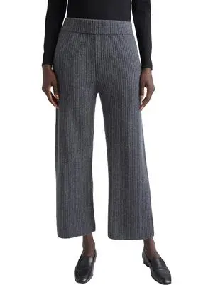 Lafayette 148 New York Ribbed Cashmere Blend Ankle Pants - Graphite Melange