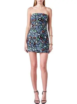 Endless Rose Sequin Strapless Mini Dress - Blue Multi