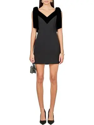 Endless Rose Velvet Trim Bow Minidress - Black