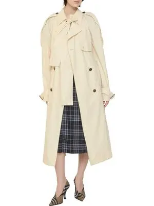 Burberry Long Canvas Trerose Trench Coat - Tundra Beige