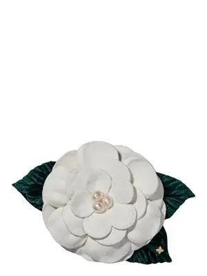 HELENA SIMON Gardenia Floral Brooch - White