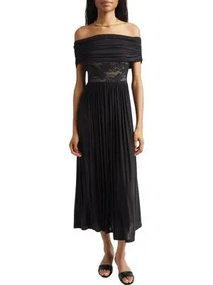 Zimmermann Lace Inset Off-the-shoulder Draped Dress - Black