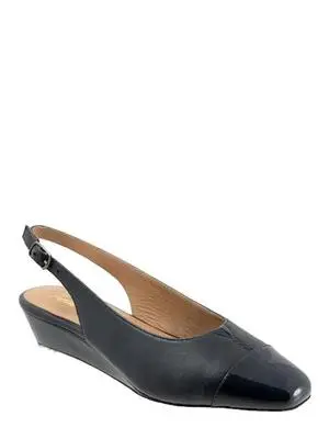 Trotters Dea Slingback Cap Toe Wedge Pumps - Navy