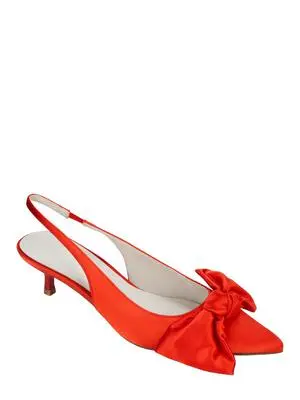 Yosi Samra Elise Slingback Kitten Heel Pumps - Red