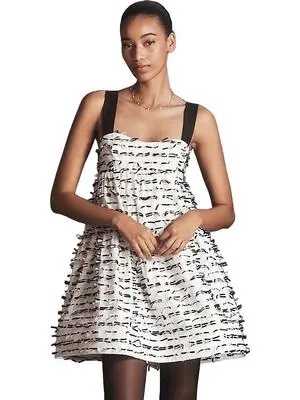 Maeve Sleeveless Textured Mini Dress - White/black