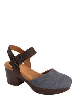 MUK LUKS Merritt Quarter Strap Clog - Denim/dark Brown