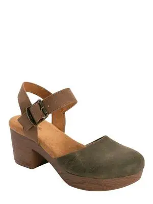 MUK LUKS Merritt Quarter Strap Clog - Olive/tan
