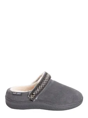 MUK LUKS Quianna Luna Genuine Suede Clog Slipper - Charcoal
