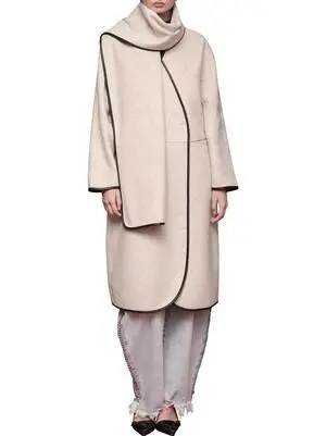 Avec Les Filles Cocoon Scarf Coat - Oatmeal