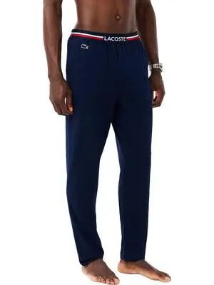 Lacoste Core Essentials Stretch Cotton Pajama Pants - Navy Blue