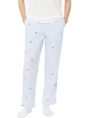 Lacoste Monogram Stretch Cotton Pajama Pants - Eip Overview/white-green
