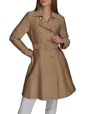 Donna Karan New York Water-resistant Skirted Cotton-blend Trench Coat - Hazelnut