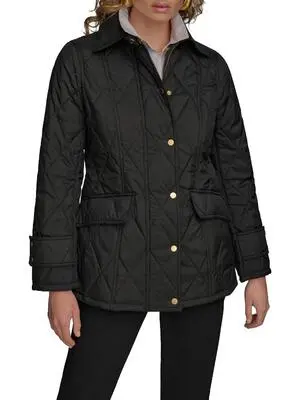 Donna Karan New York Water-resistant Quilted Barn Jacket - Black