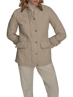 Donna Karan New York Water-Resistant Quilted Barn Jacket Stoney Beige