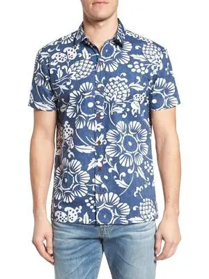 KAHALA Duke's Pareo Trim Fit Sport Shirt - Navy