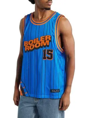 BOILER ROOM Graphic Mesh Basketball Jersey - Blue